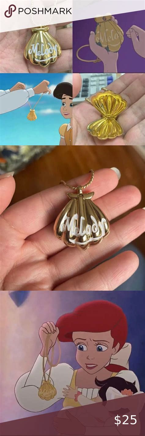 New Disney Melody Ariel Locket Seashell Gold Shell Necklace The Little