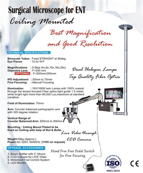 Ceiling Mounted Ent Microscope Manufacturers Ceiling Mount Ent Microscope