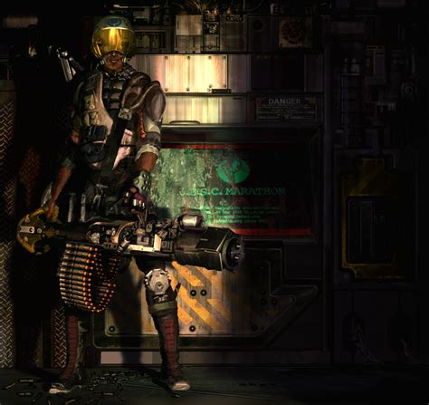 Craig Mullins Marathon Highres 1boy 3d Armor Dark Skinned Male Dark Skin Gatling Gun