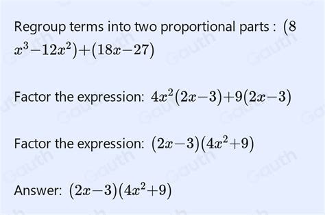 Solved If 2x 3 Is A Factor Of 8x 3 12x 2 18x 27 What Is The Other Factor 2x 3 2x 3 4x 2