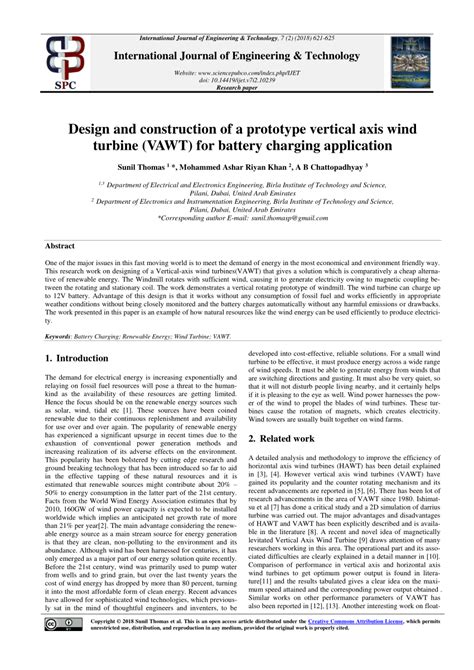 Pdf Design And Construction Of A Prototype Vertical Axis Wind Turbine