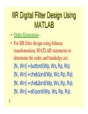 Ch Matlab Iir Digital Filter Design Using Matlab Order Estimation