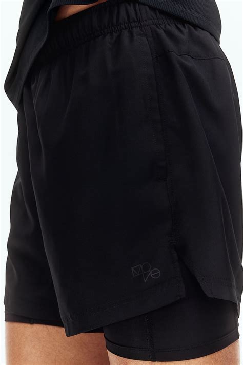 Double Layered Sports Shorts With Drymove™ Black Men Handm Us