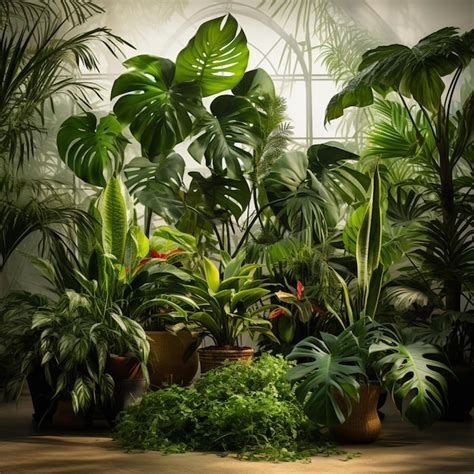 Premium Photo There Are Many Different Types Of Plants In The Room