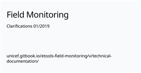 Clarifications Field Monitoring