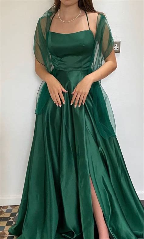 Beautiful A Line Dark Green Long Silk Satin Prom Dress P1288 Preppydress