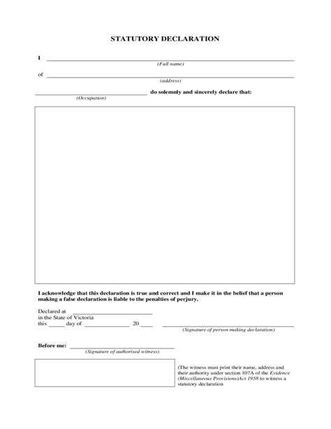 Statutory Declaration Form Victoria Free Download