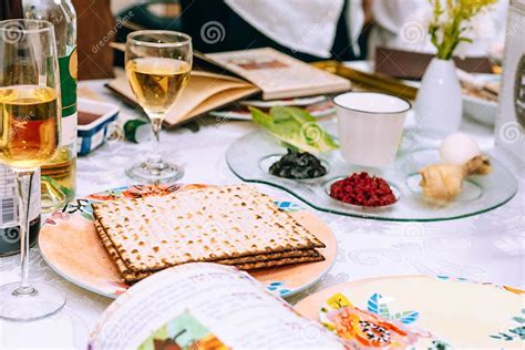 Table Served For Passover Seder Pesach Passover Table Setting With A
