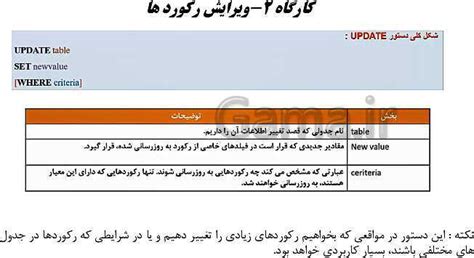 پاورپوینت توسعه برنامه سازی و پایگاه داده یازدهم هنرستان پودمان 1 پیاده‌سازی پایگاه داده گاما