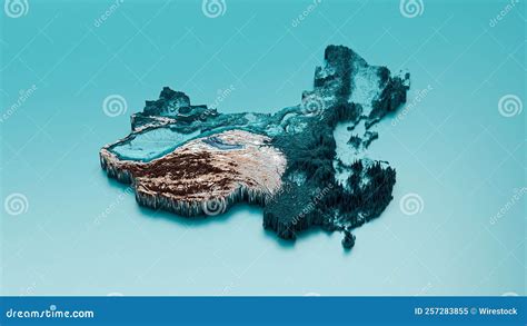 Topographic China Map Hypsometric Chinese Elevation Tint Spectral