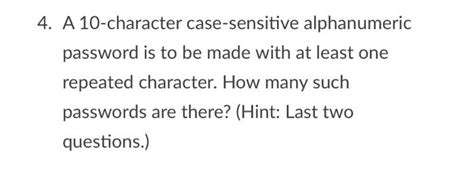 Solved A Character Case Sensitive Alphanumeric Chegg