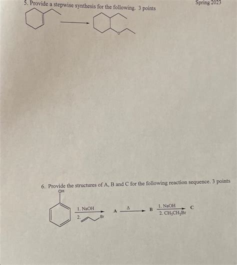 Solved Synthesis: 1. For the following reaction sequence, | Chegg.com