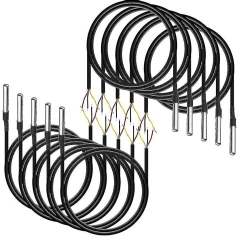 10 Piezas Sensor De Temperatura Ds18b20 A Prueba De Agua Cable Térmico