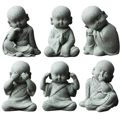 Sandstone Resin Small Monk Figures See Speak Hear No Evil Lovely Home