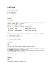 DHCP Questions Pdf DHCP Qs Q How To See DHCP Conflict A Show Ip Dhcp Pool B Show