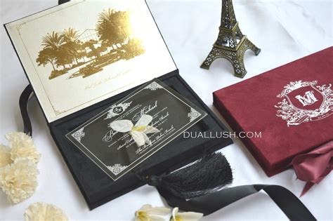 Wedding Invitation Box Black Velvet Acrylic Invitation In Etsy