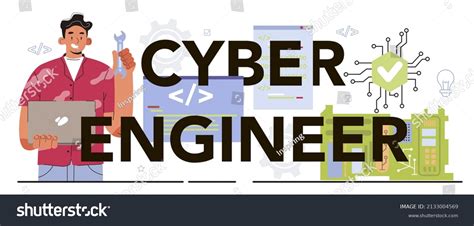 Cyber Engineering Typographic Header Robotics Constructing Stock Vector