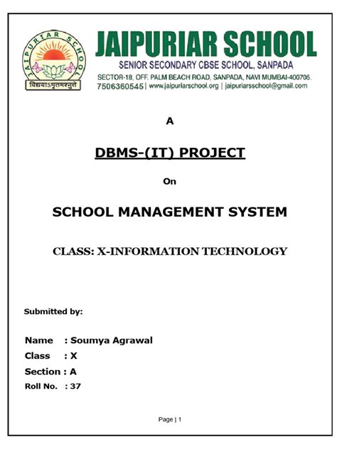 Soumya It Dbms Project Pdf Databases Information