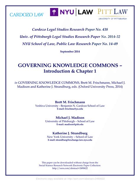 Pdf Governing Knowledge Commons