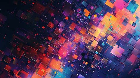 Pixelated Gradient Squares Abstract Art Background Stock Illustration