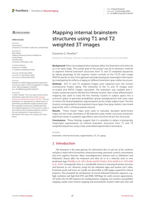 Pdf Mapping Internal Brainstem Structures Using T1 And T2 Weighted 3t