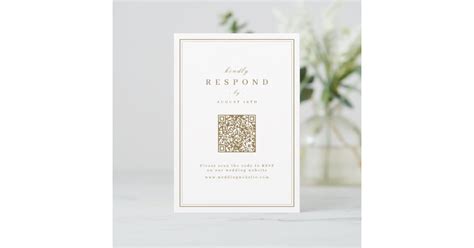 Elegant Borders Gold Classy Qr Code Wedding Rsvp Card Zazzle