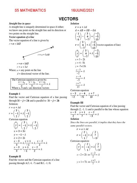 S5 Mathematics Vectors Pdf