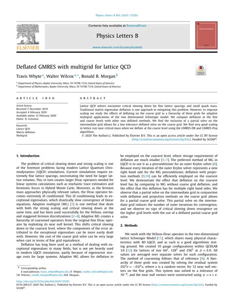 Pdf Deflated Gmres With Multigrid For Lattice Qcd
