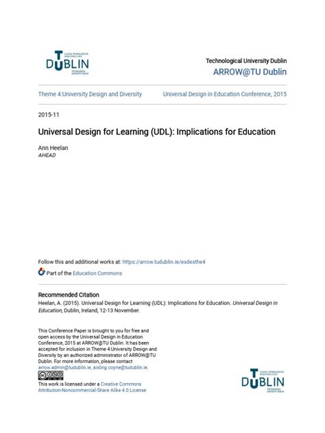 Universal Design For Learning Udl Implications For Education Pdf Teaching Method Learning