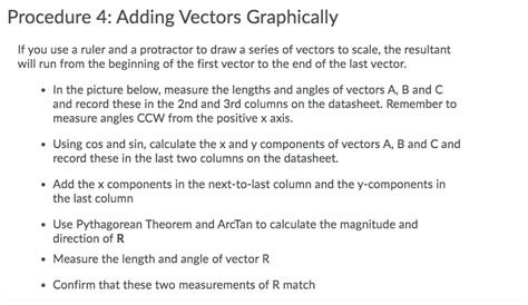 Solved Procedure 4 Adding Vectors Graphically If You Use A