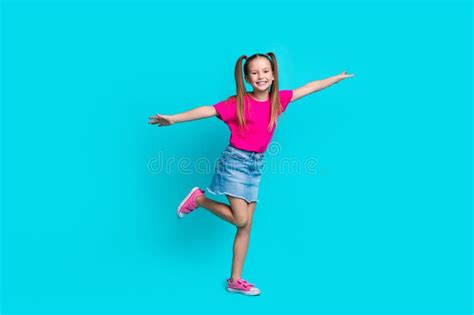 Full Length Photo Of Excited Cheerful Person Hands Wings Have Good Mood