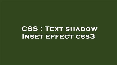 css text shadow inset effect css3 youtube