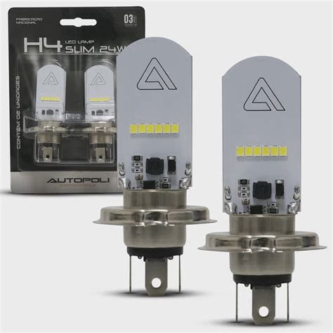 Par Lâmpadas LED H4 6500K 12V 24V 2600LM Efeito Xênon Carro Moto e