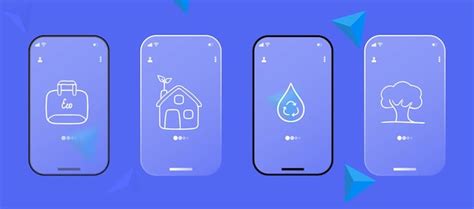 환경 친화적인 재료를 나타내는 아이콘 세트 지속 가능한 환경 친화적인 녹색 자연 개념 Glassmorphism Ui 전화 앱