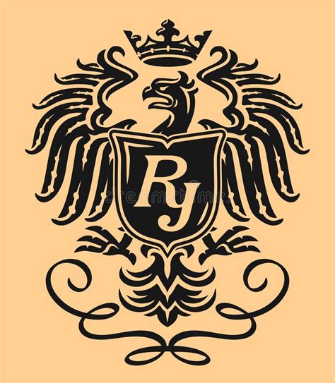 Royal Coat Of Arms Or Symbol Heraldic Eagle With Shield And Crown
