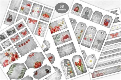 Junk Journal Ephemera Pack Scrapbook Graphic By Dreanartdesign