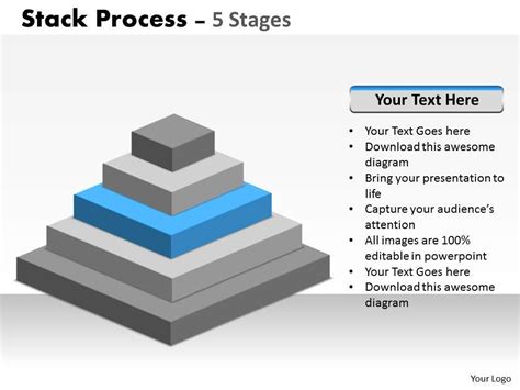 Stack Process With 5 Stages For Business Presentation Graphics
