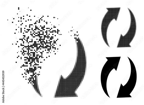Dispersed Pixelated Refresh Pictogram With Wind Effect And Halftone Vector Symbol Pixelated
