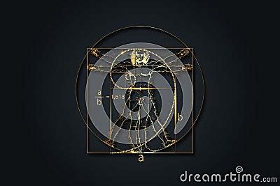 Golden Ratio Fibonacci Sequence Number And Vitruvian Man By Leonardo