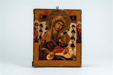 Four Panel Icons Depicting Christ Pantocrator The Mother Of God Orans