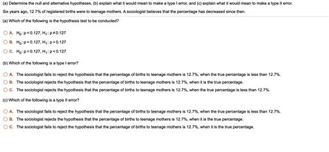 solved a determine the null and alterative nypotheses explain what