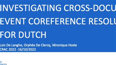 Underline Investigating Cross Document Event Coreference For Dutch