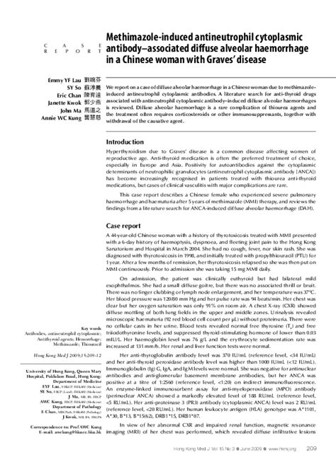Pdf Methimazole Induced Antineutrophil Cytoplasmic Antibody