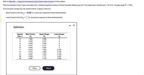 Solved Refer To Table S61 ﻿factors For Computing Control