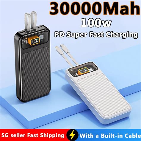 Mah Powerbank W Super Fast Charging Polymer Battery Cyberpunk Style Mini Powerbank Led