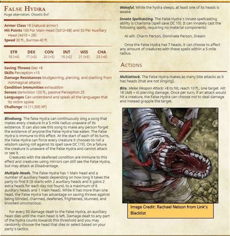 False Hydra A Terrifying Monster For Dandd 5e False Hydra Dnd Art