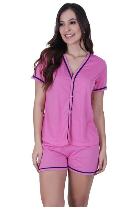 Comprar Pijama Americado Manga Curta Abertura Frontal Terra E Mar Modas