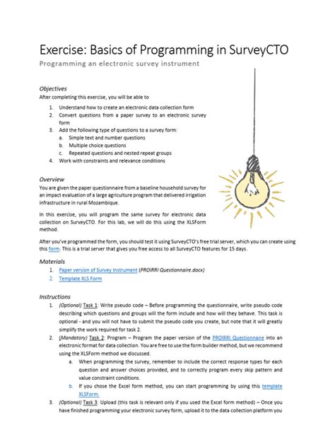 Exercise Basics Of Programming Pdf Microsoft Excel Tablet Computer