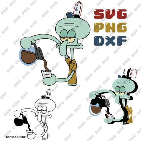 Squidward Tentacles Svg Png Dxf Layered By Color For Cricut Etsy