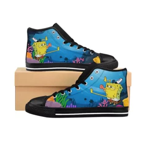Black Spongebob Squarepants Classic Printed High Top Shoes Id